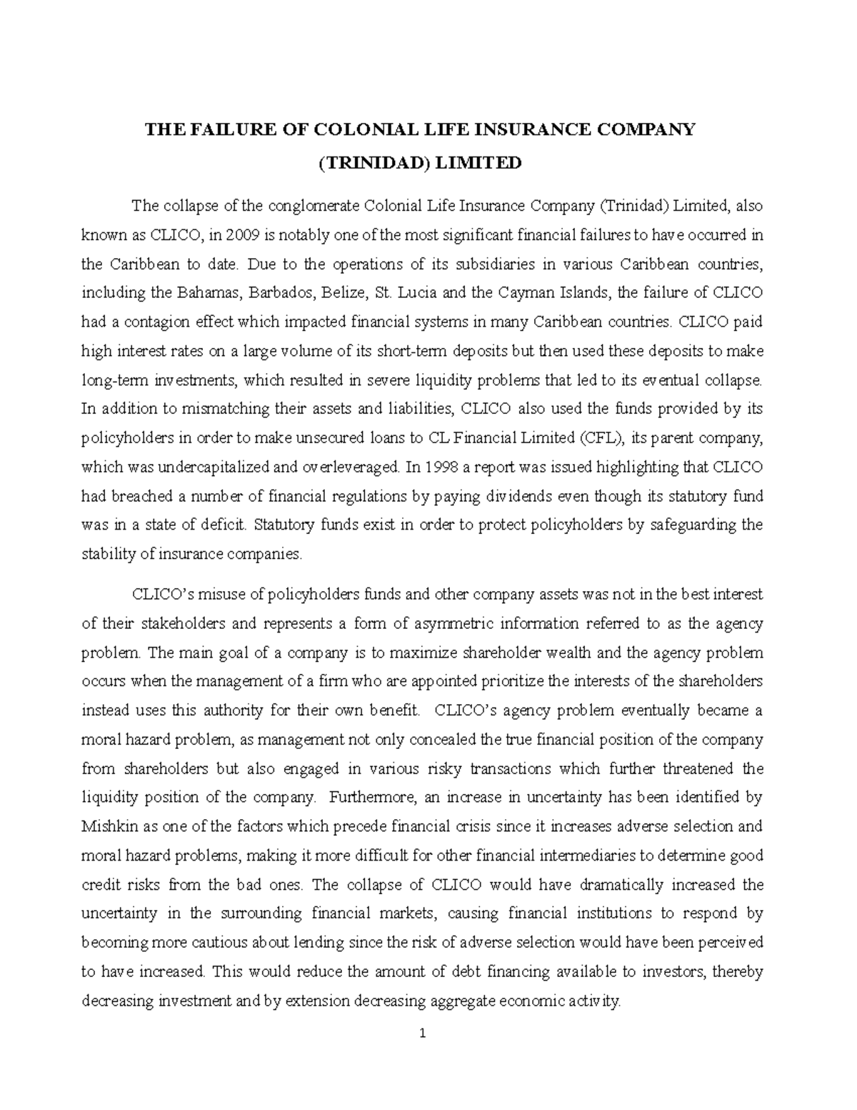 CLICO Collapse: Analysis of the 2009 Financial Disaster in Trinidad ...