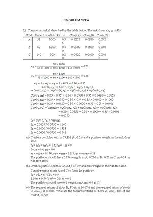 Problem set 1 solution - Problem set 1 Q1. Consider the three stocks in the following table. Pt ...