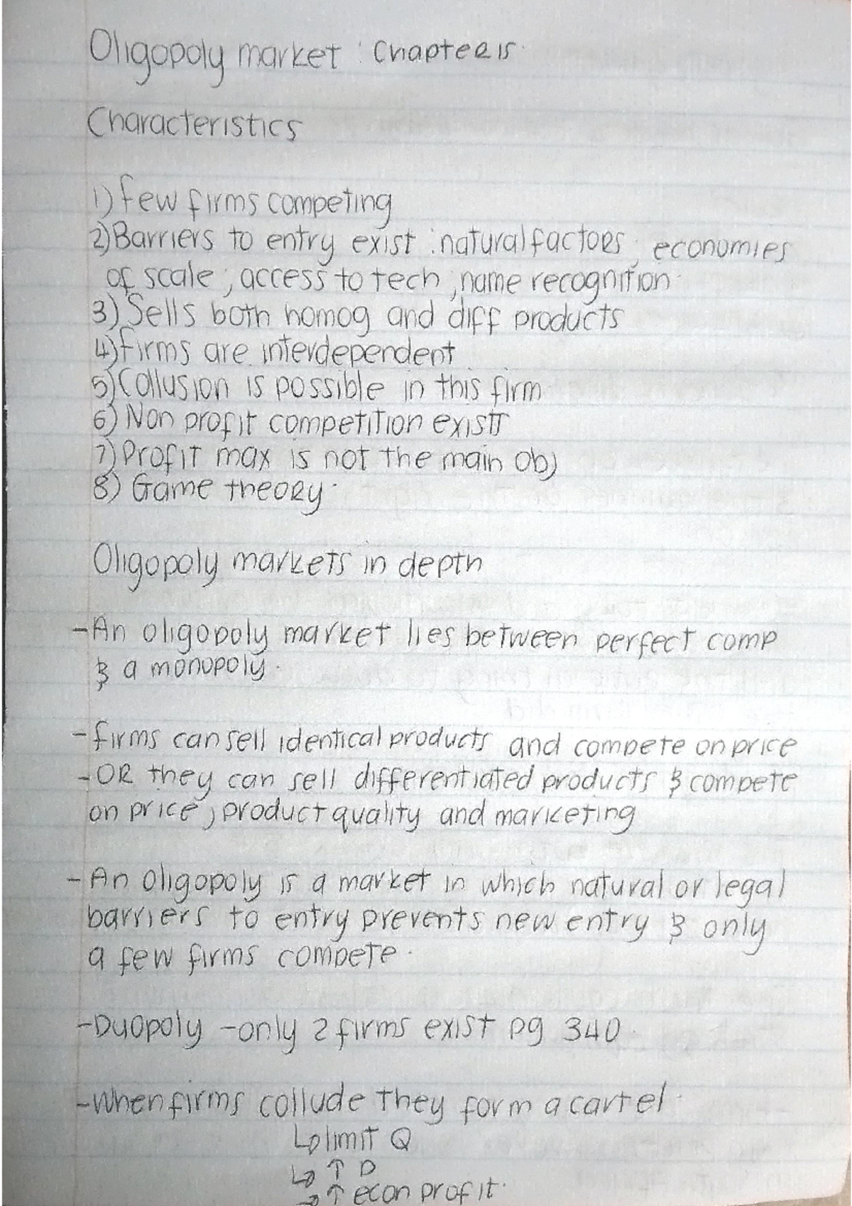 Oligopoly Overview - Macro Economics Summary Notes - Studocu