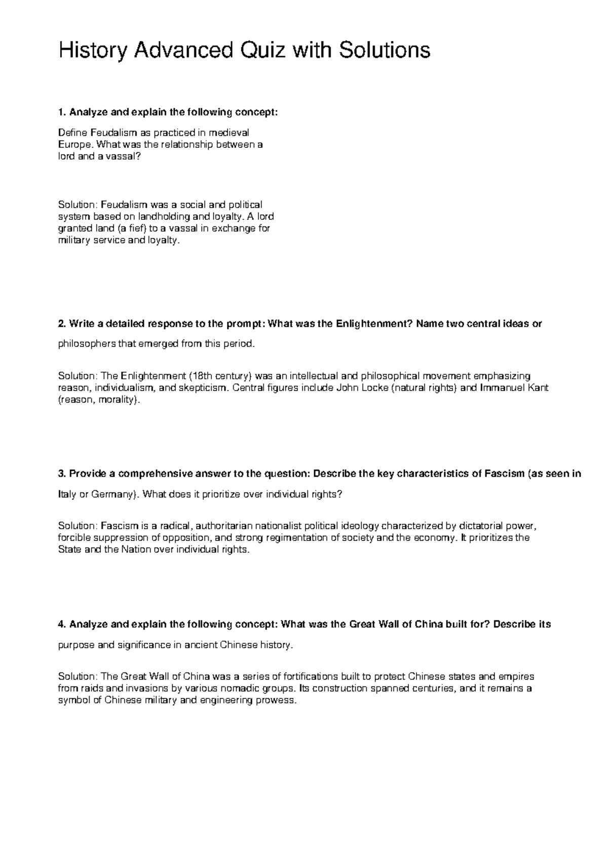 History Advanced Quiz 1 (20 Items) with Solutions - Studocu