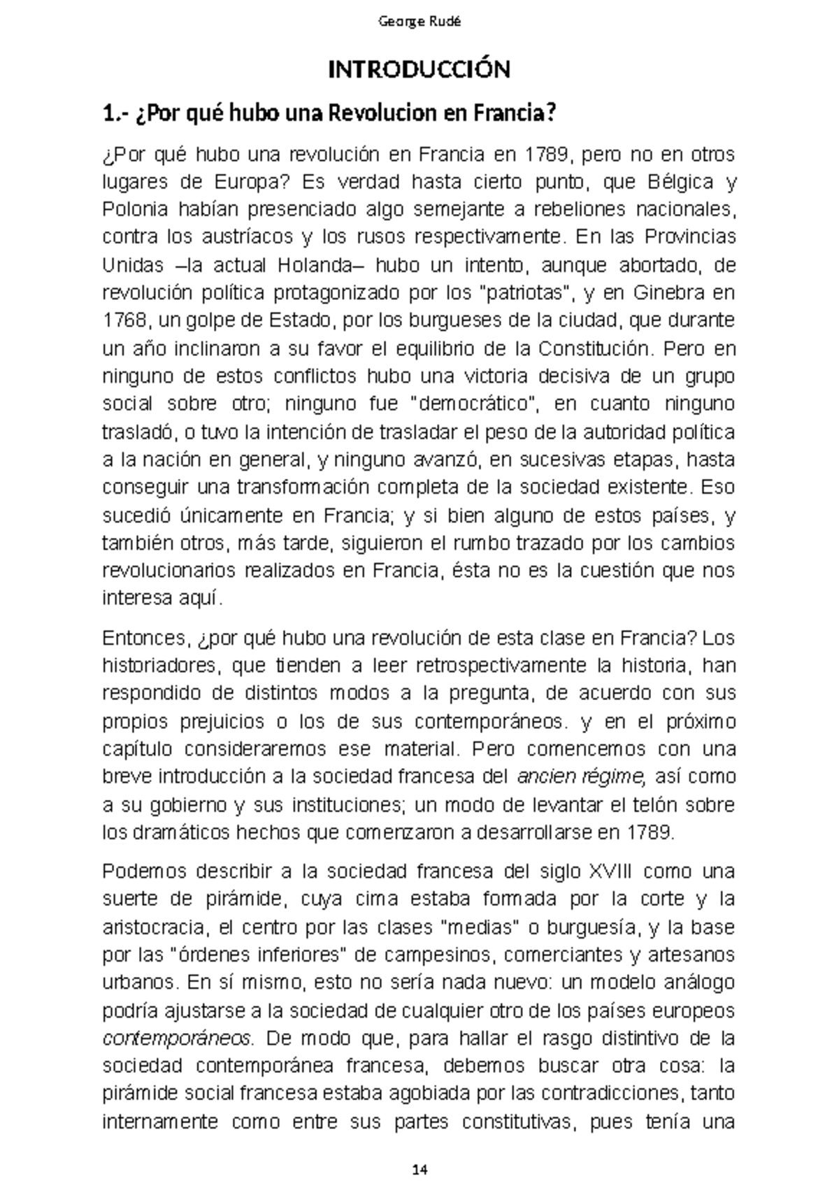 George Rude - George Rudé INTRODUCCIÓN 1.- ¿Por qué hubo una Revolucion ...