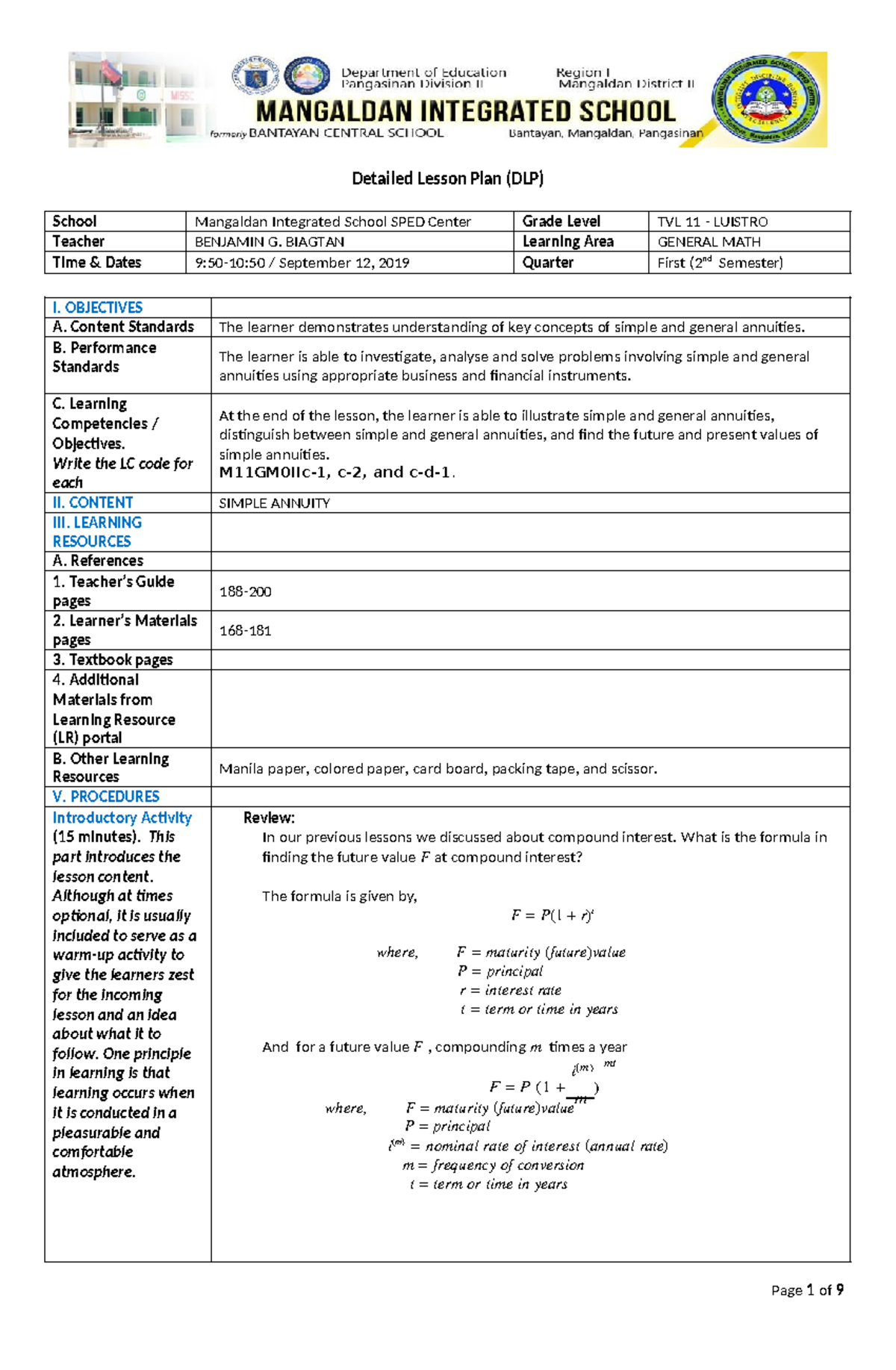 DLP on Annuities - Lecture Notes for TVL 11 General Math - Studocu