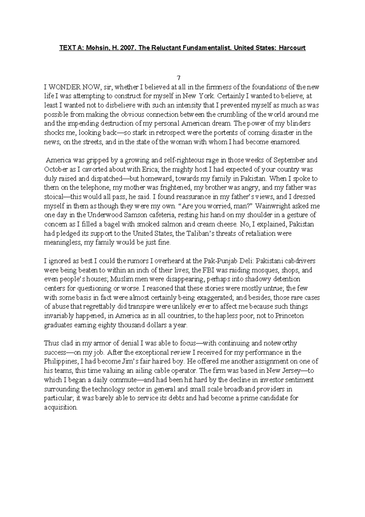 Reluctant Fundamentalist Analysis: Themes & Perspectives on Identity ...