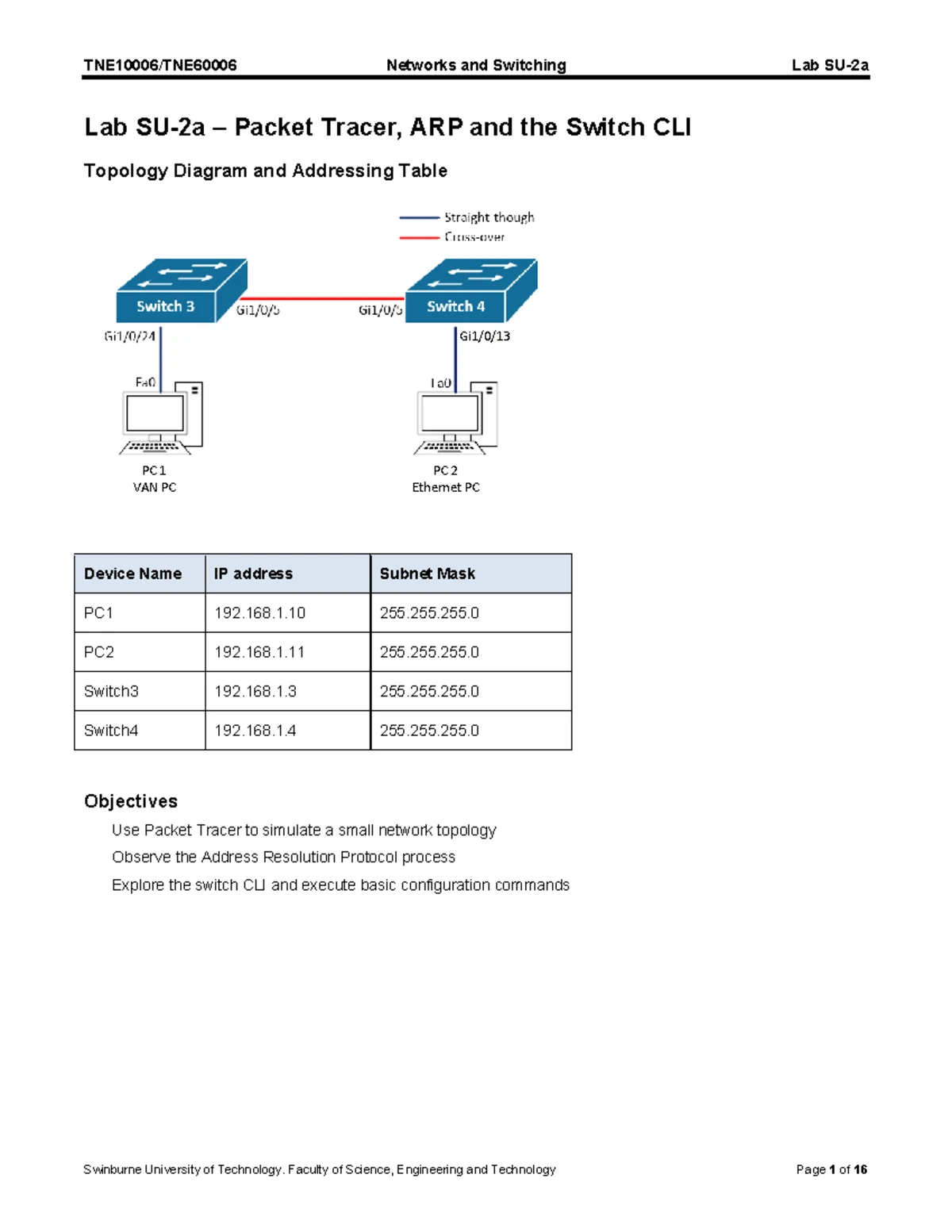 Lab SU-1a: Smart Rack Web Interface & Network Device Setup - Studocu