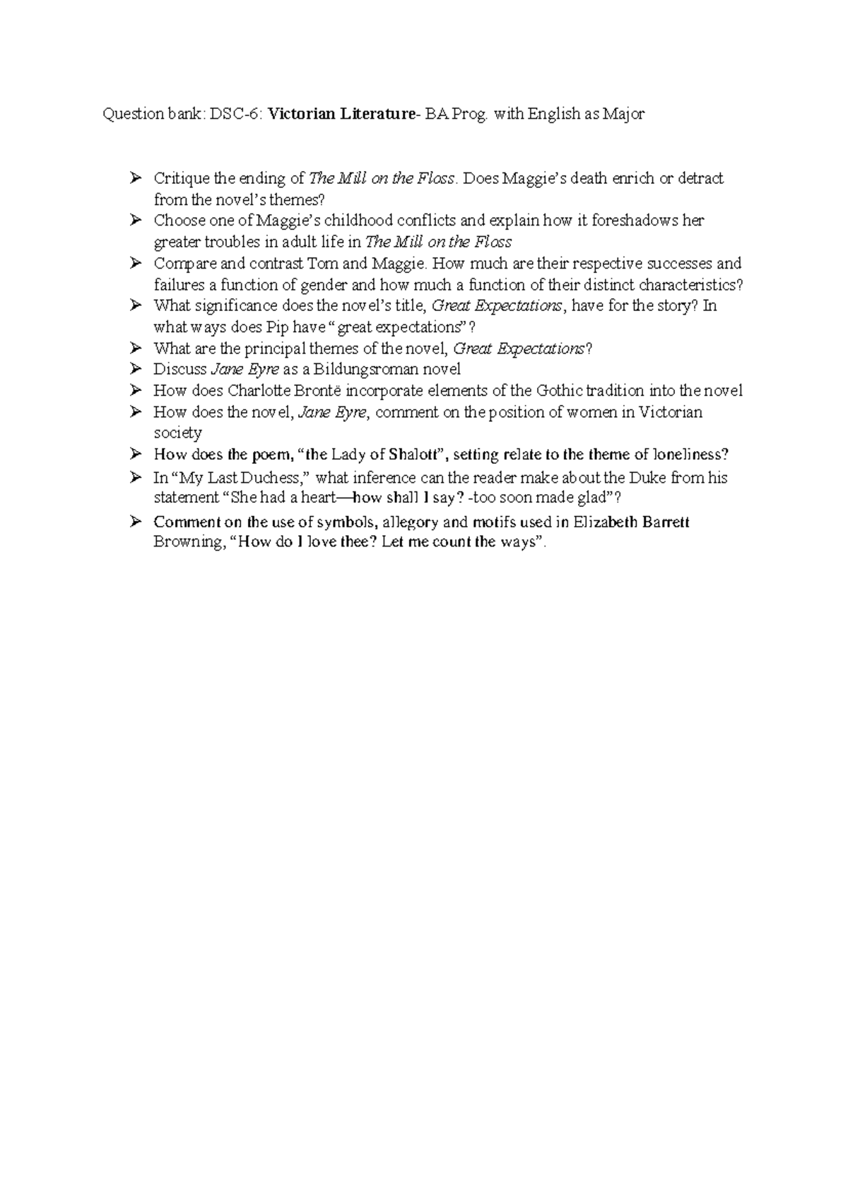 Question Bank 2 - Victorian Literature Analysis Notes - Studocu