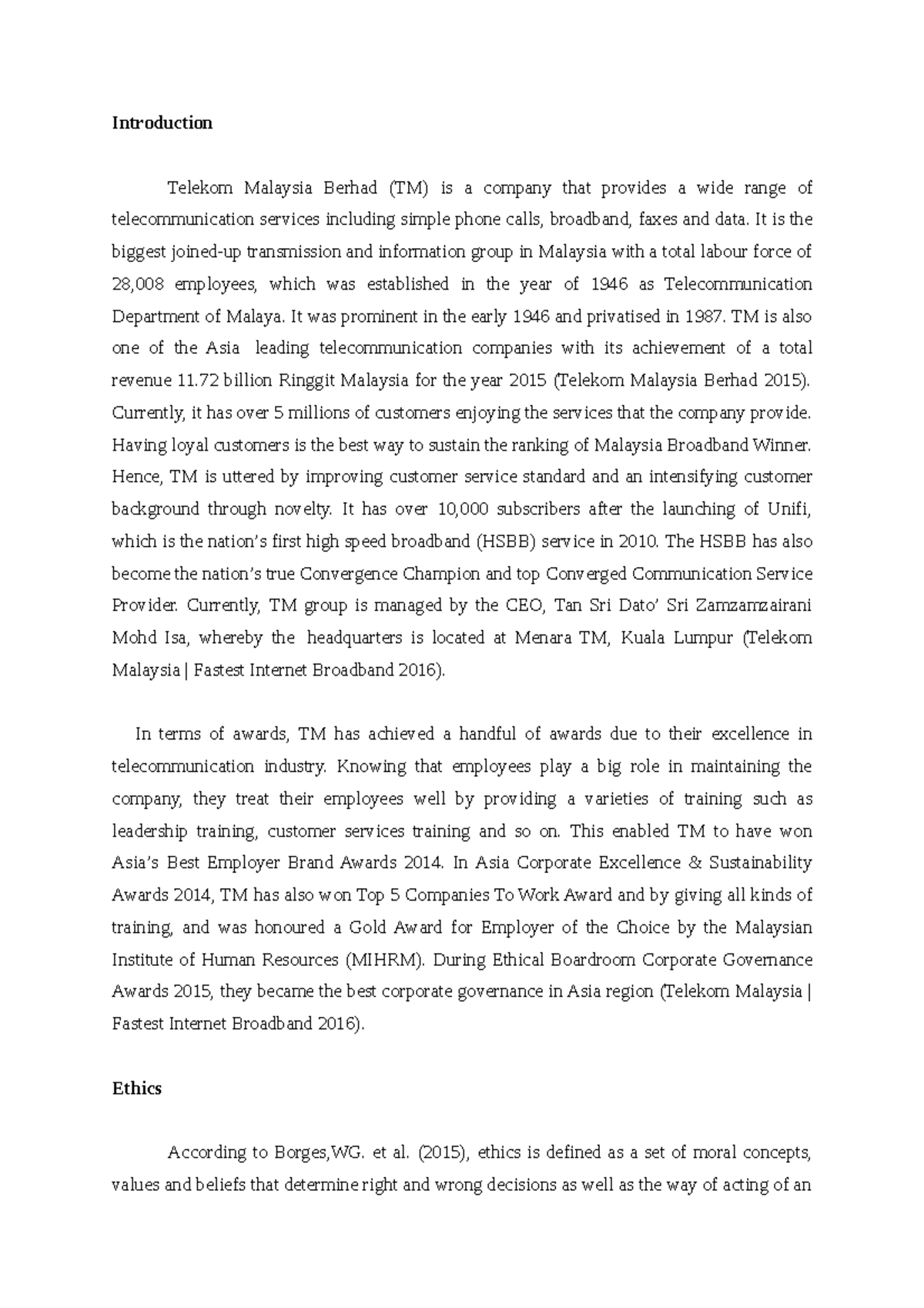 Telekom Malaysia (TM) Case Study: Ethics, Strategies & Structure ...