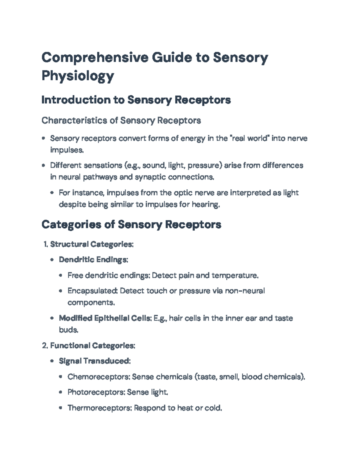 Comprehensive Guide to Sensory Physiology: Structure and Function Analysis - Comprehensive Guide ...