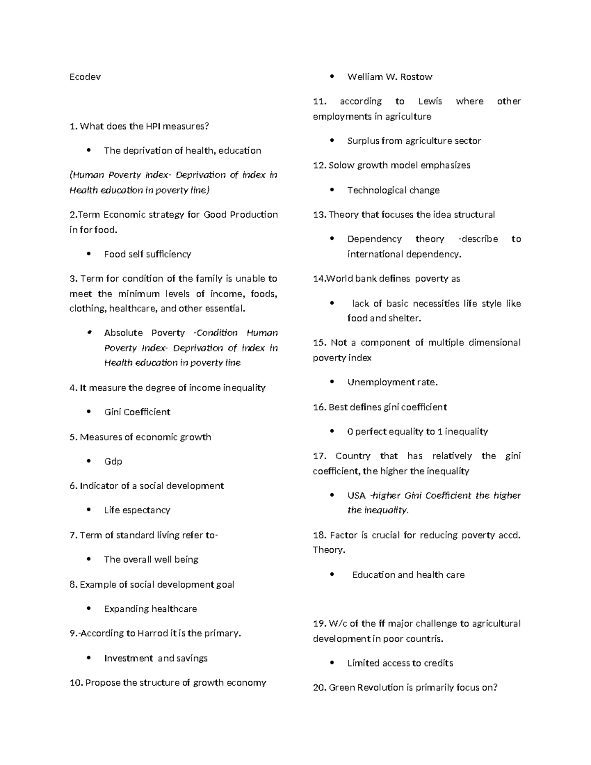 Ecodev-WPS-Office - Practice Questions - Ecodev What does the HPI ...