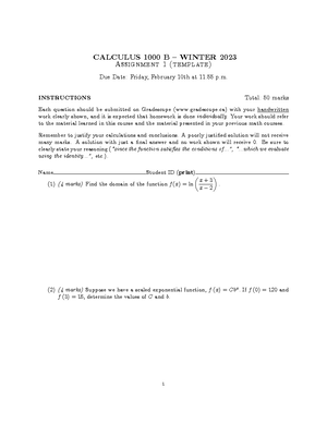 CALC1501B 2025 Assignment 1 - Calculus 1501 Winter 2025 Assignment 1 ...