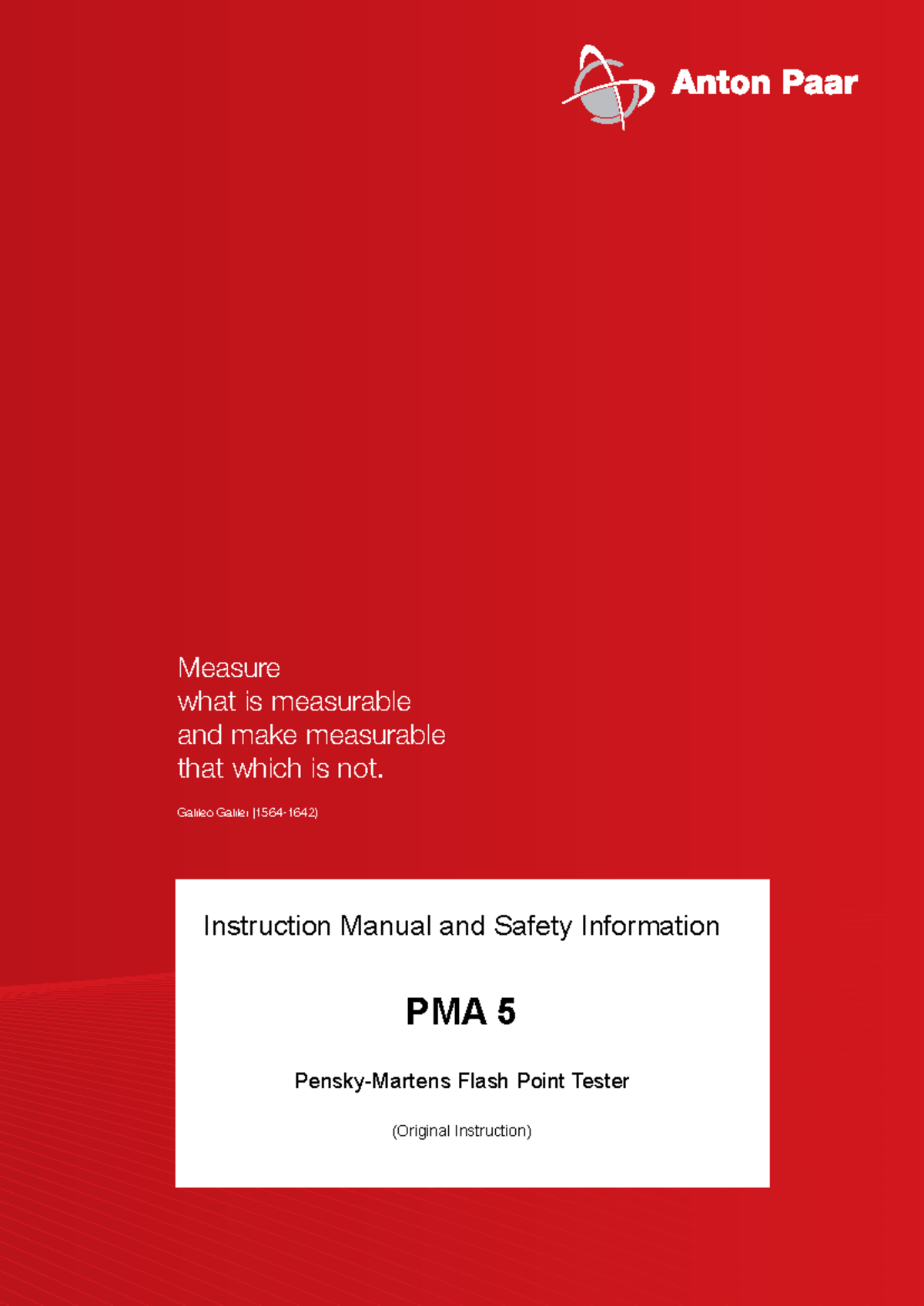 PMA 5 Flash Point Tester: Instruction Manual & Safety Guidelines - Studocu