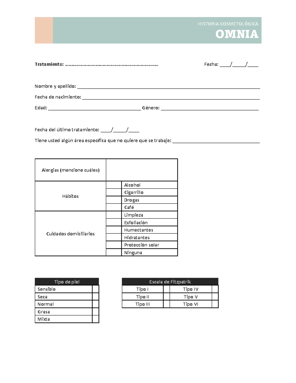 Modelo Ficha del paciente - OMNIA Tratamiento: - Studocu