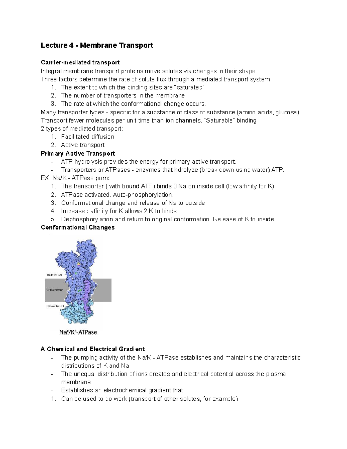 ANP 1105 A00 Lecture 4: Membrane Transport Mechanisms and Signaling ...
