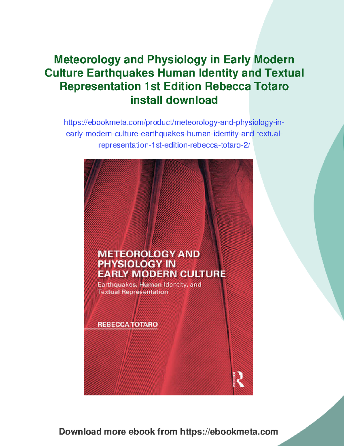 Meteorology and Physiology in Early Modern Culture: Earthquakes ...