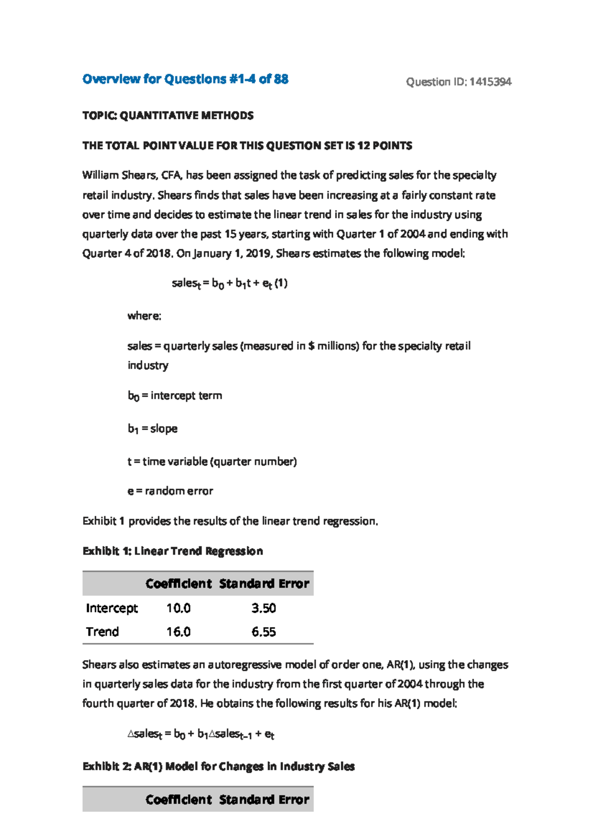 CFA 2022 Level 2 Sample Mock Exam - Quantitative Methods & Economics ...