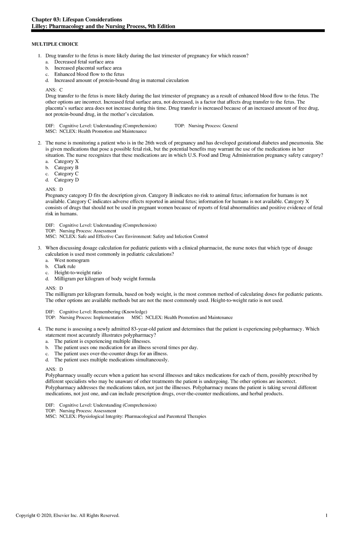 Exam View - Chapter 03 - Na - Chapter 03: Lifespan Considerations ...