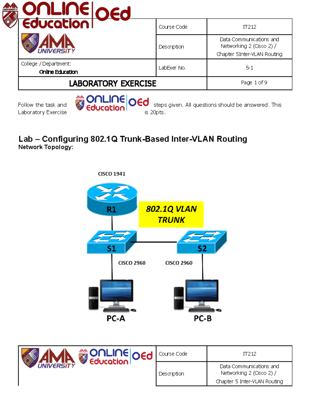 Week006-Lab4 - Lab exercise 004 - Course Code IT Description Data Communications and Networking ...