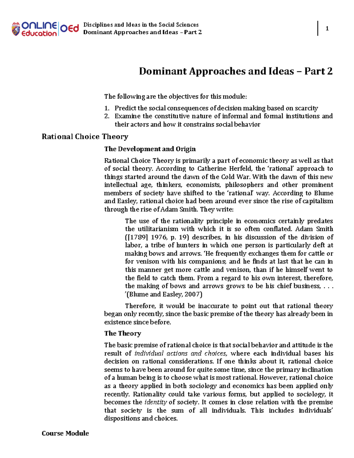 Social Sciences: Dominant Approaches & Ideas Part 2 - Studocu