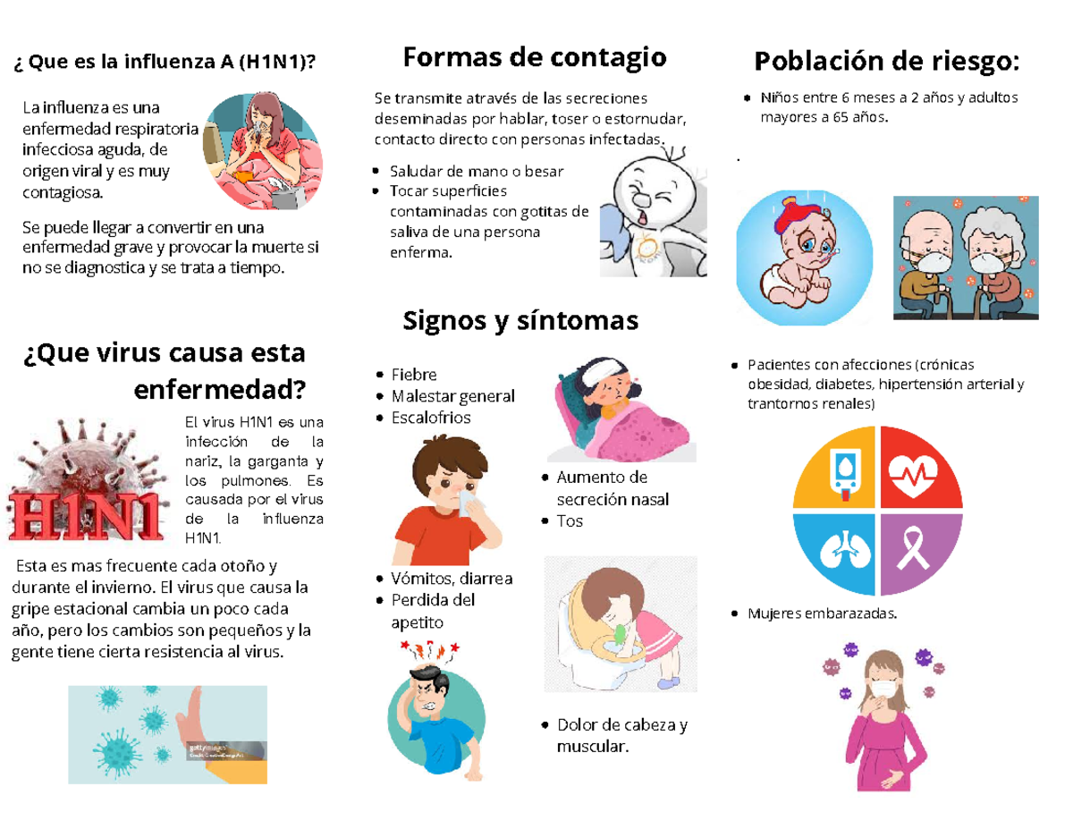 Folleto sobre la Influenza A (H1N1): Síntomas y Contagio - Studocu