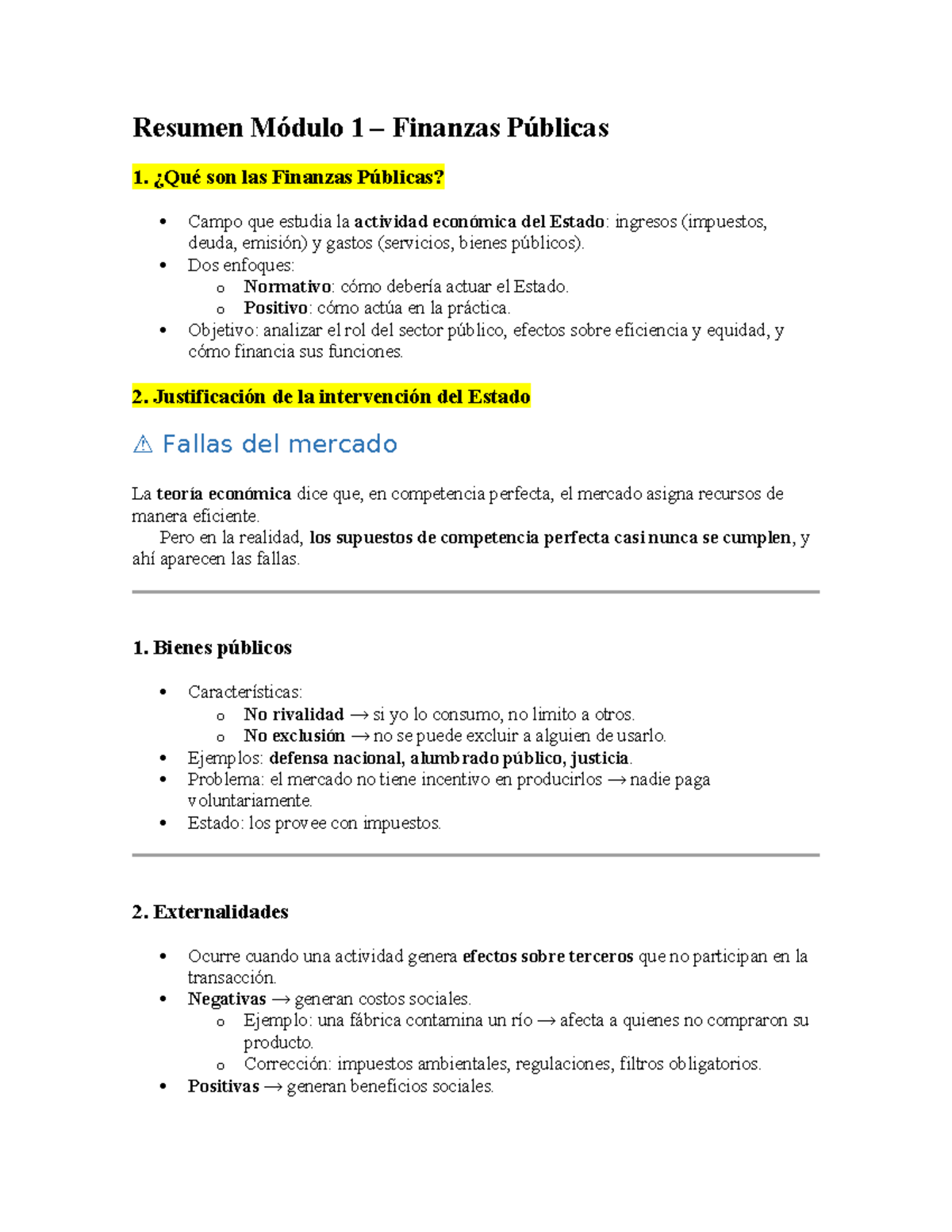 Resumen Módulo 1 y 2 Finanzas Públicas - Parcial 1 - Studocu