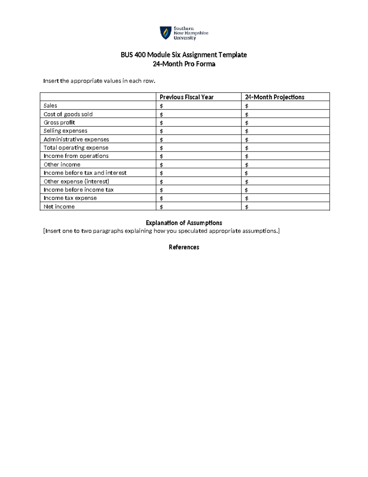 BUS 400 Module Six Assignment Template - BUS 400 Module Six Assignment ...