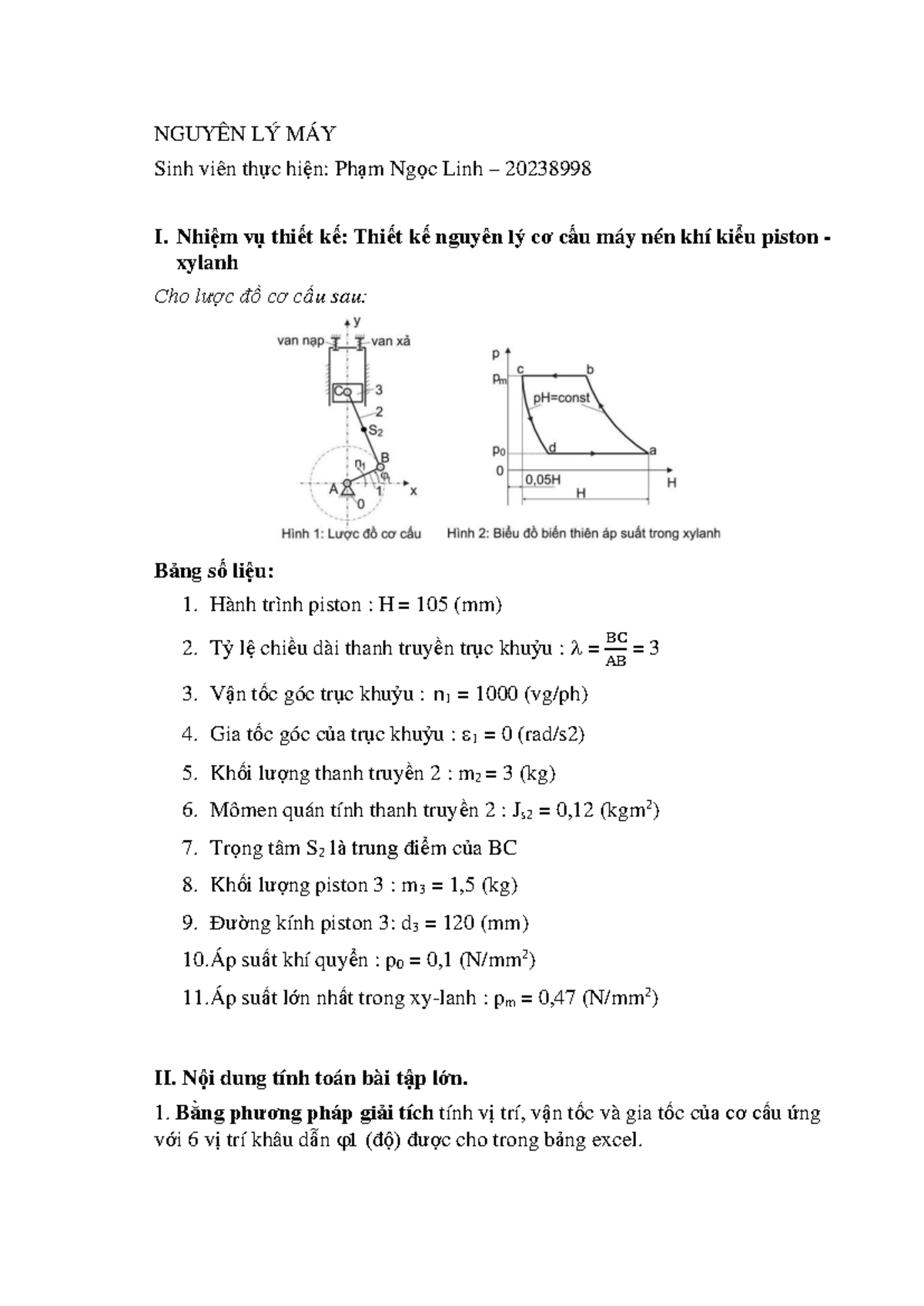 BTL Linh e Final Exam: Nguyên Lý Máy Nén Khí Piston 20238998 - Studocu