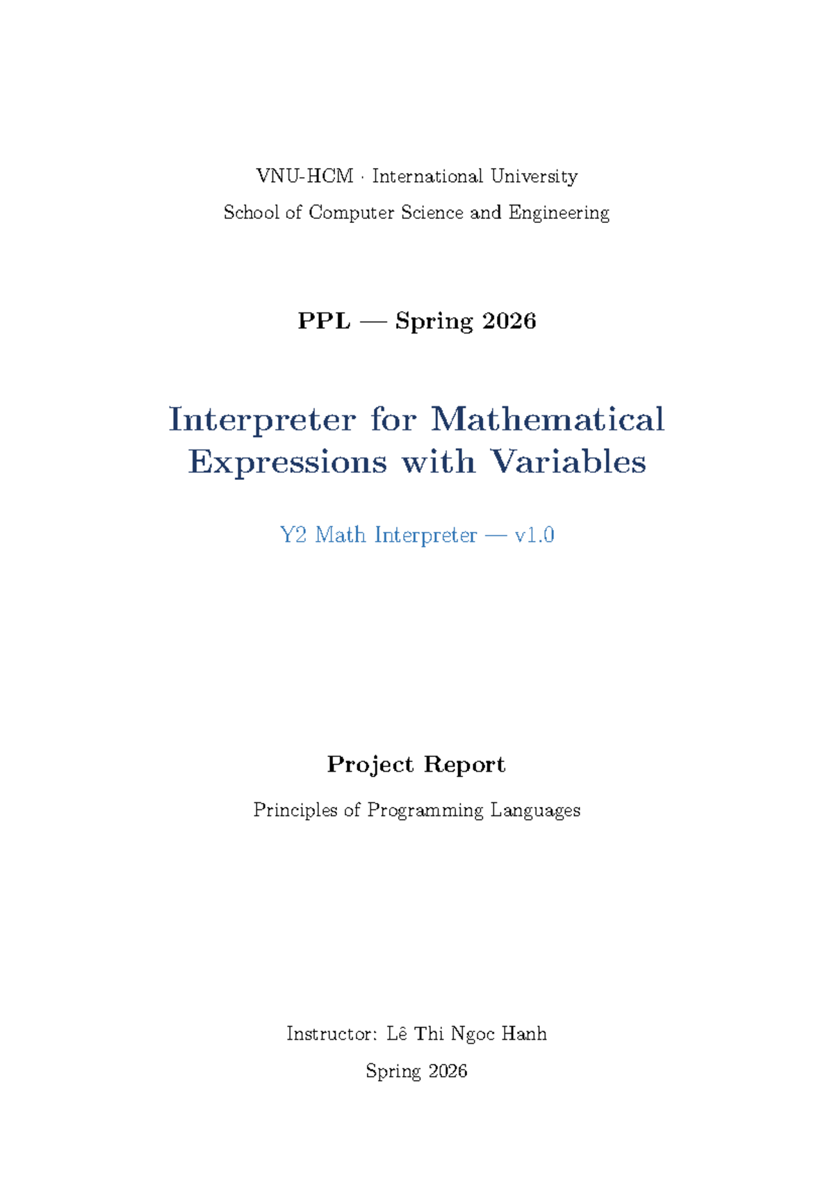 PPL Spring 2026 Project Report: Y2 Math Interpreter Overview - Studocu