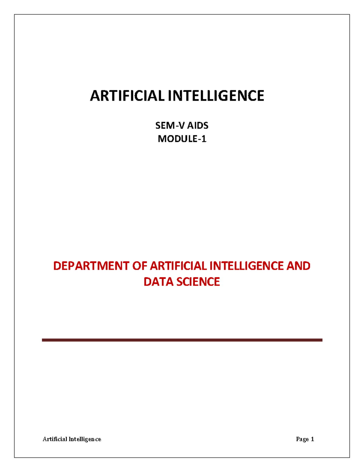 Module 1a notes - Introduction to Artificial Intelligence - ARTIFICIAL ...
