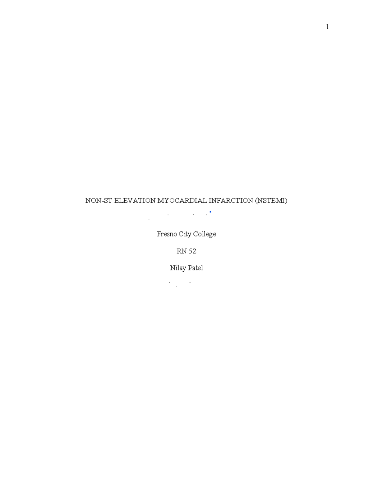 Case Study: NSTEMI Management for RN 52 Course - Studocu