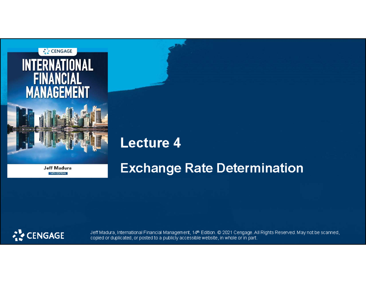Lecture 4: Exchange Rate Determination - International Financial ...