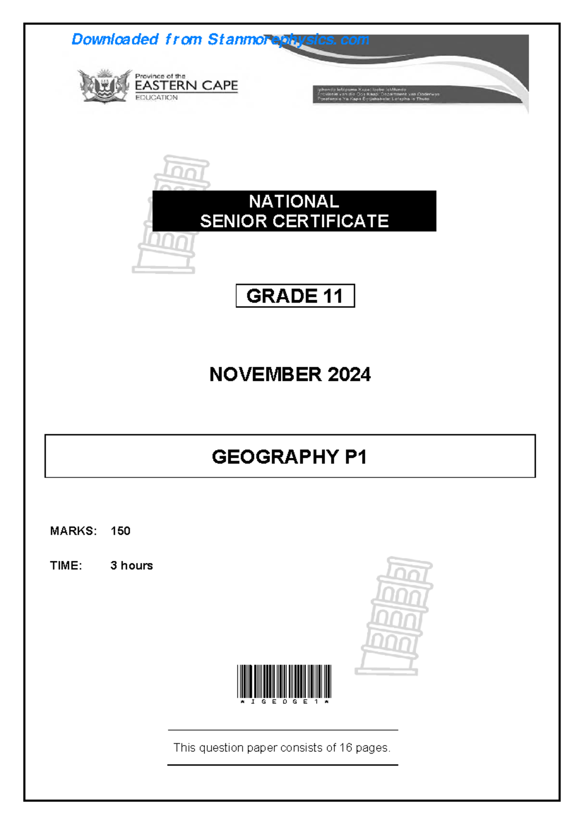 EC-Grade-11-Geography-November-2024-P1-Memo-250304-205122 - Studocu