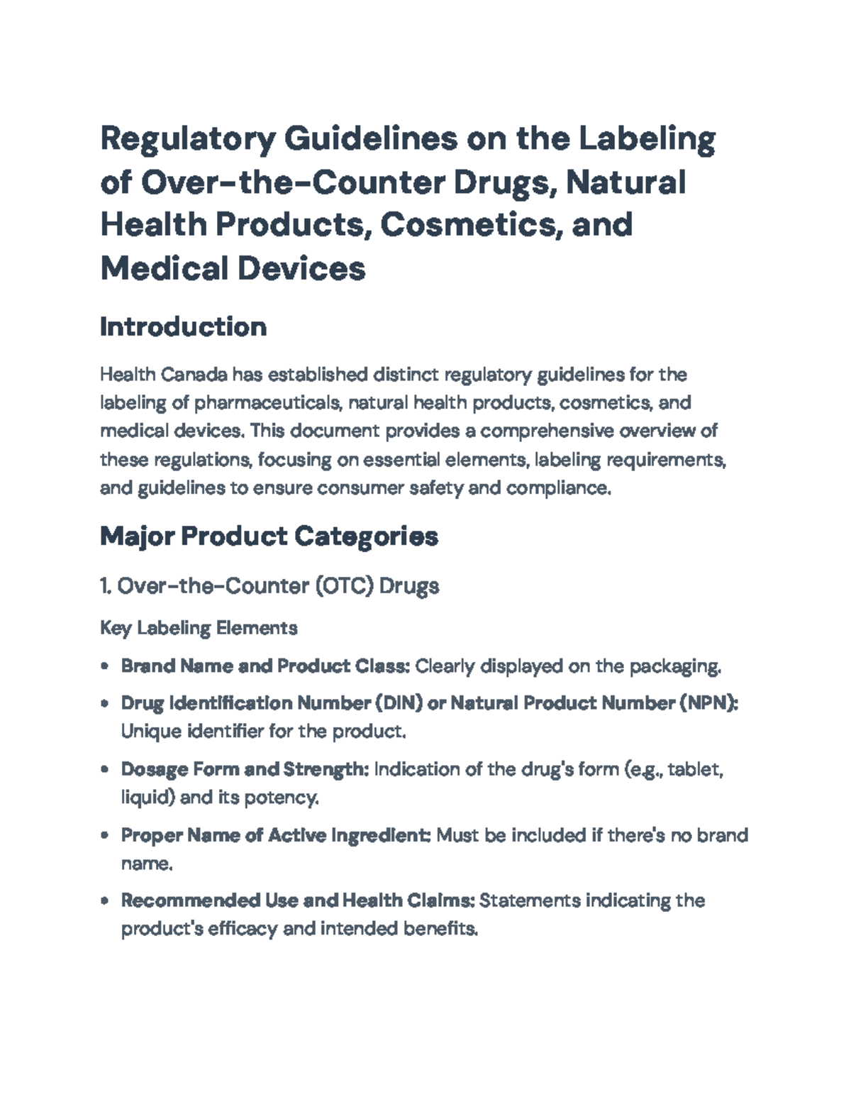 Regulatory Guidelines for Labeling OTC Drugs, NHPs, & Cosmetics - Studocu