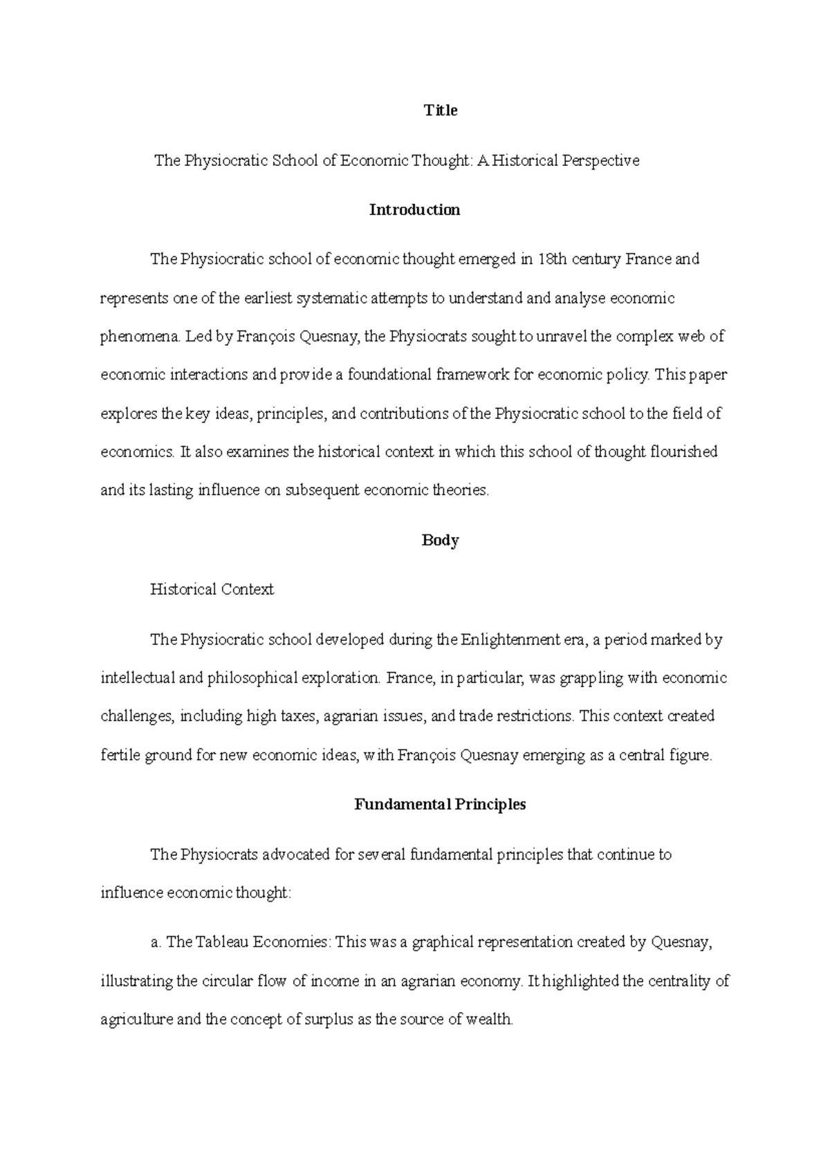 PSY 101: The Physiocratic School of Economic Thought Explained - Studocu