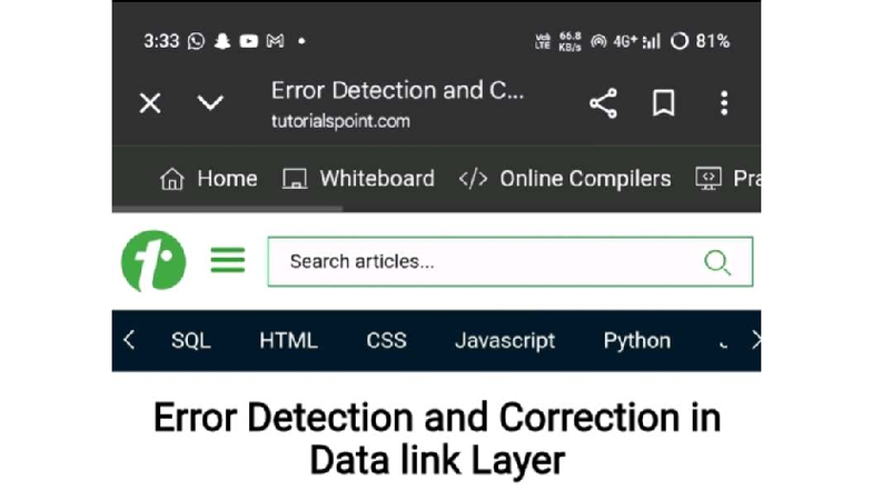 Error Detection and Correction Techniques in Data Link Layer (CSE 3O) - Studocu