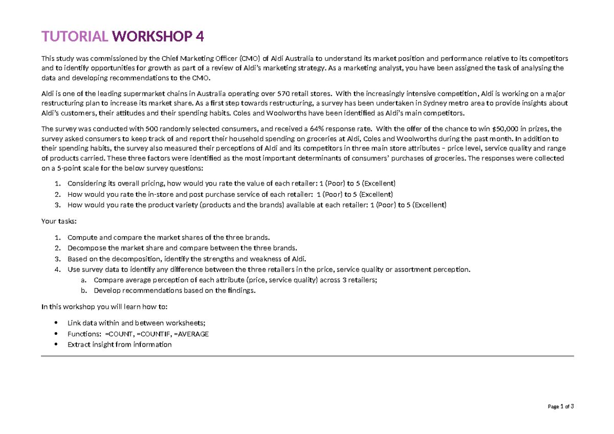 Tutorial Workshop 4 - TUTORIAL WORKSHOP 4 This study was commissioned ...