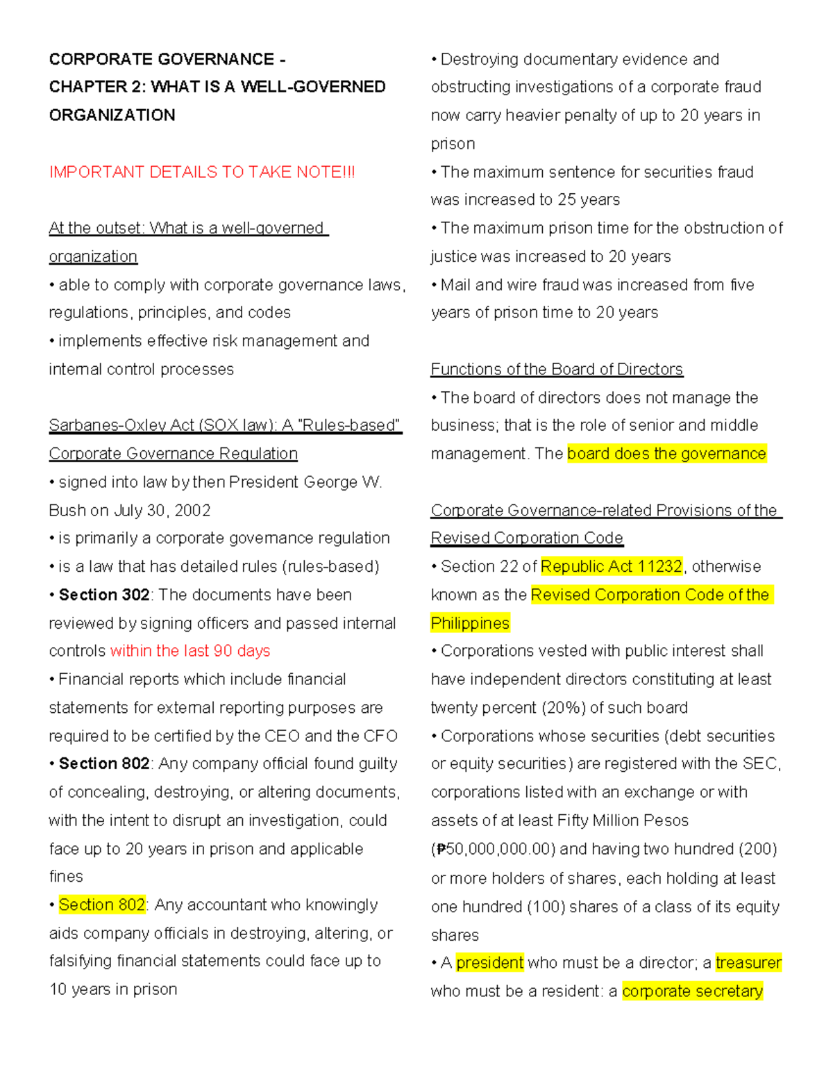CORPORATE GOVERNANCE: CHAPTER 2 - WHAT IS A WELL-GOVERNED ORGANIZATION ...