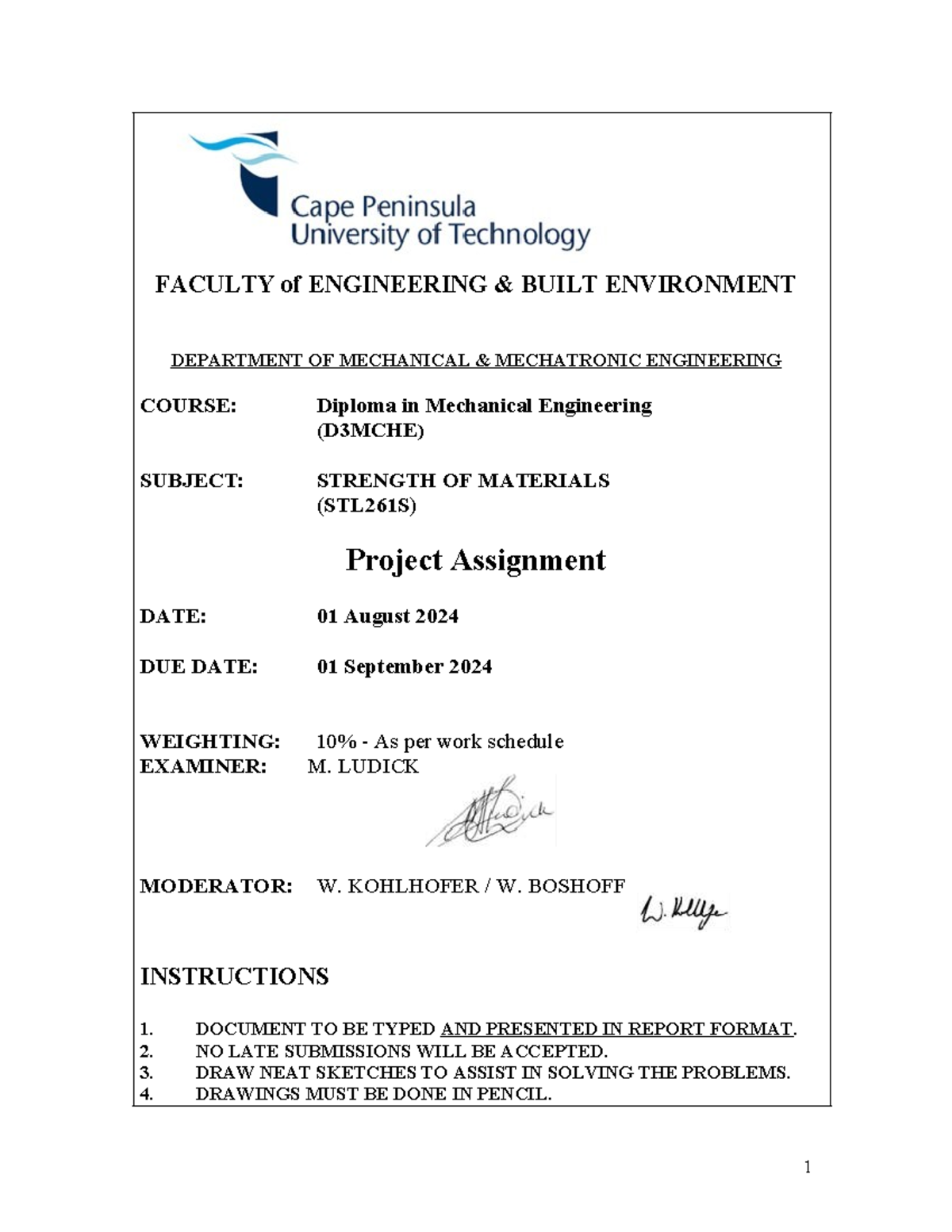 STL261S Project Assignment 2024: Analysis of Trusses and Frameworks ...