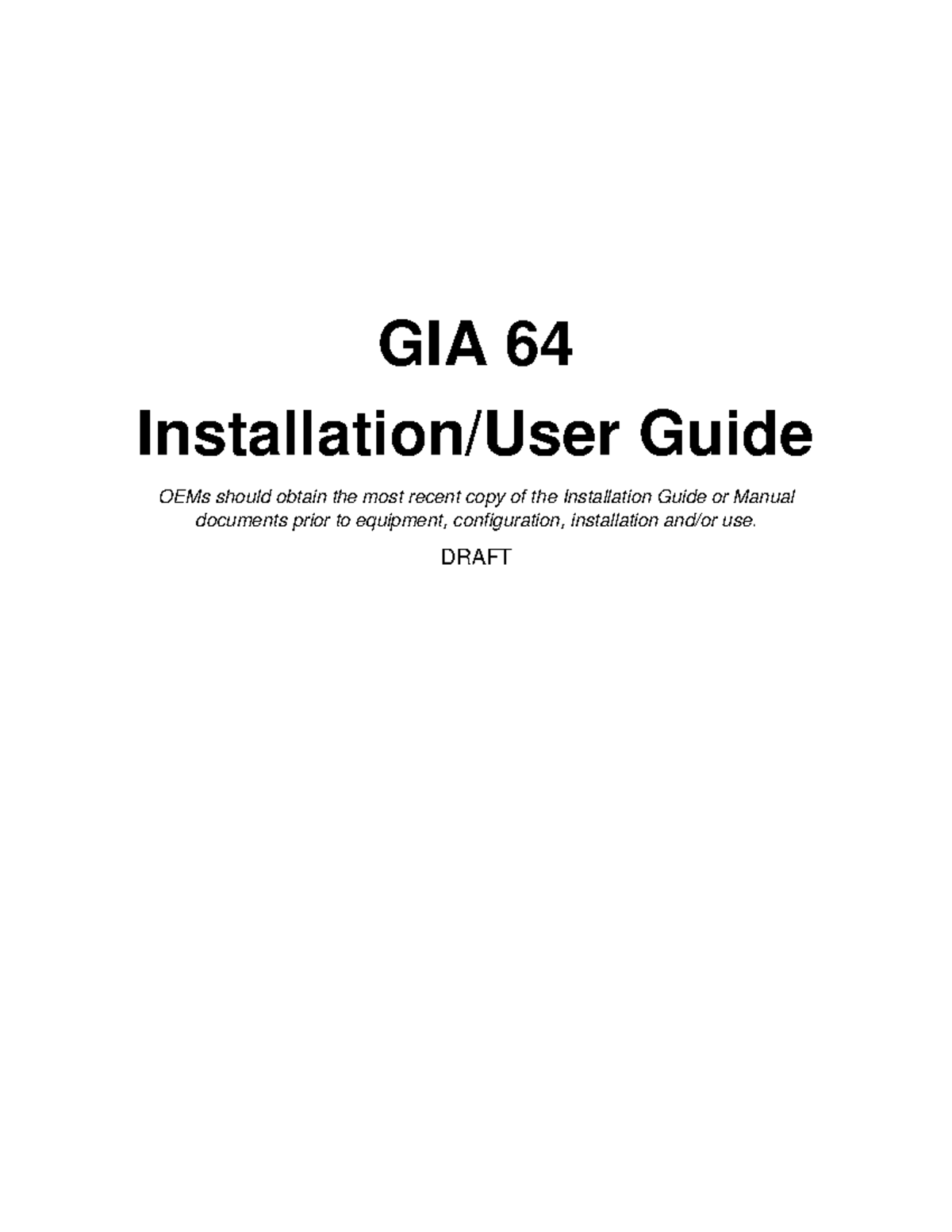 GIA 64 Installation Manual: Comprehensive Guide for OEMs and Users ...