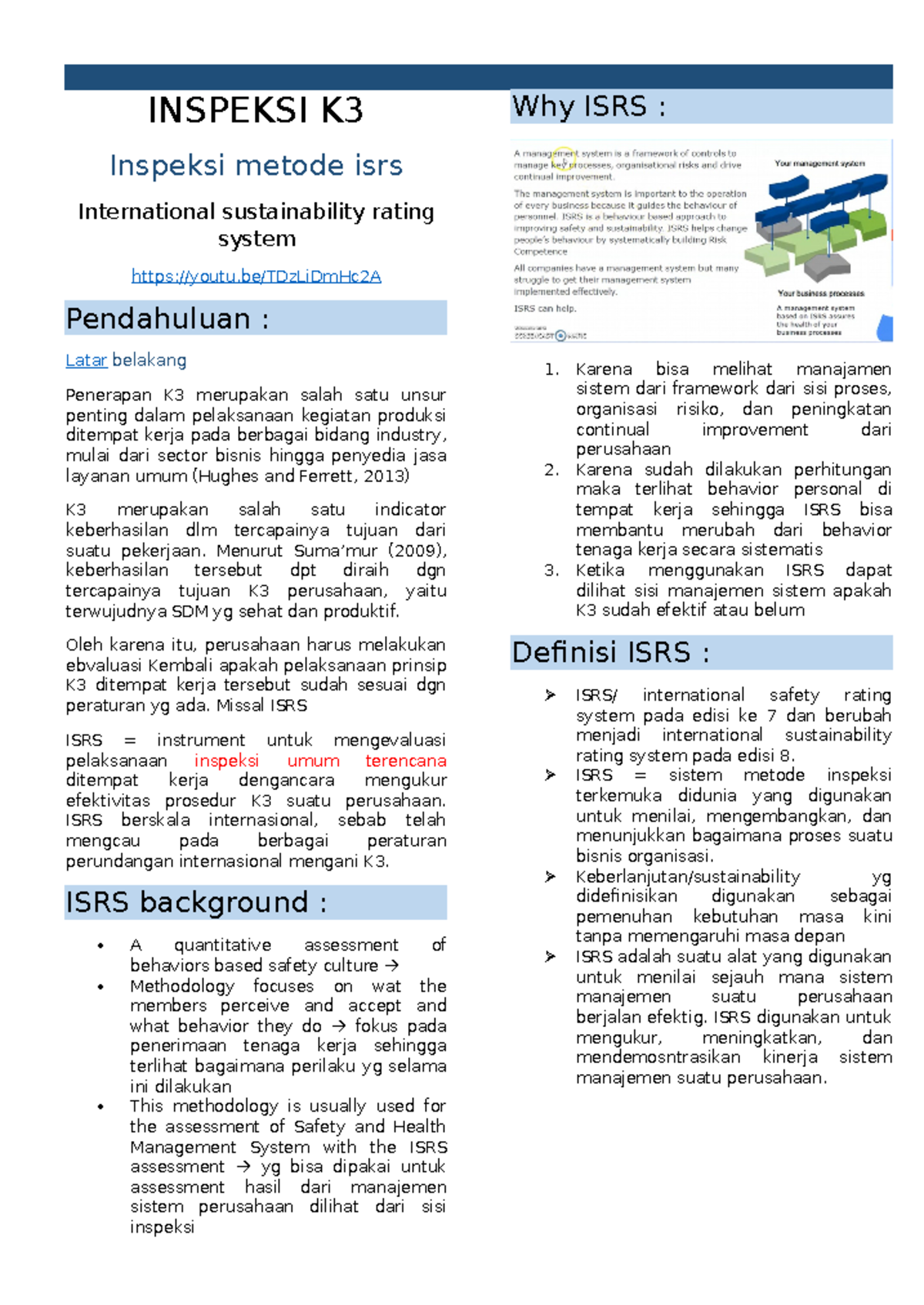 Revisi Metode Inspeksi ISRS untuk Keberlanjutan dan K3 - Studocu