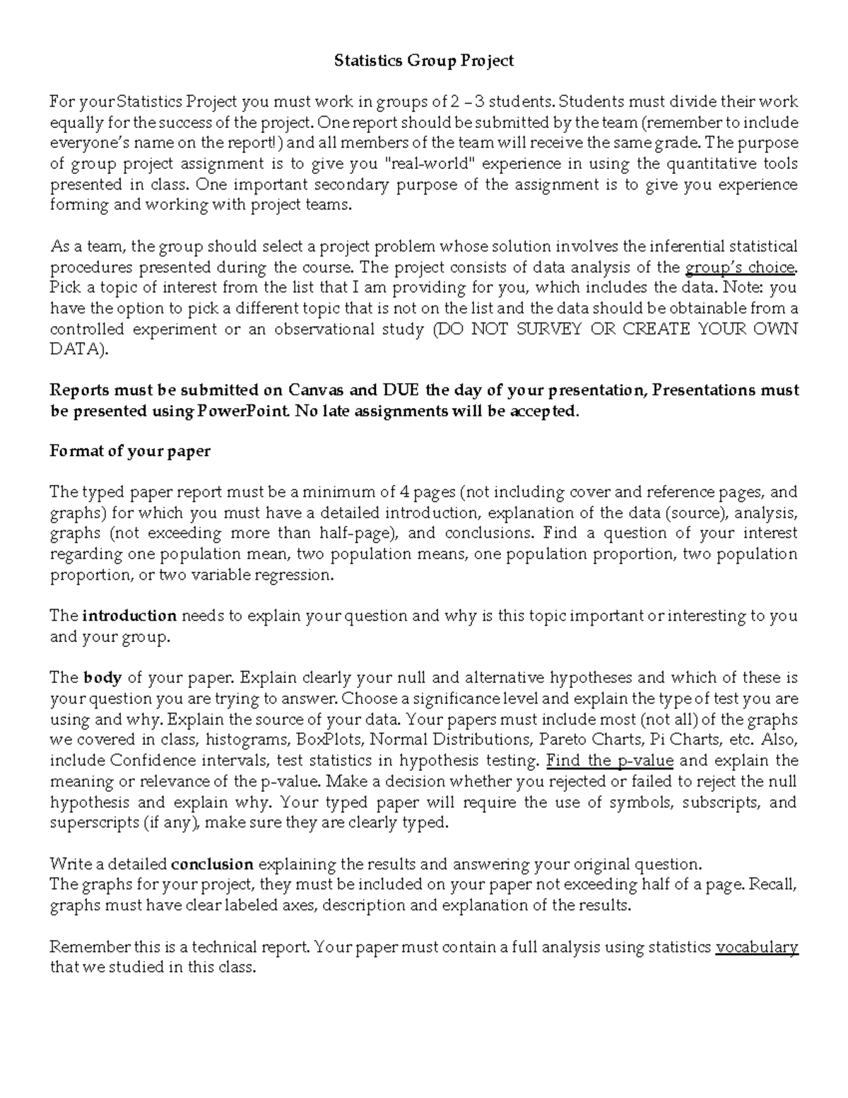 Group Project Statistics - Statistics Group Project For your Statistics ...