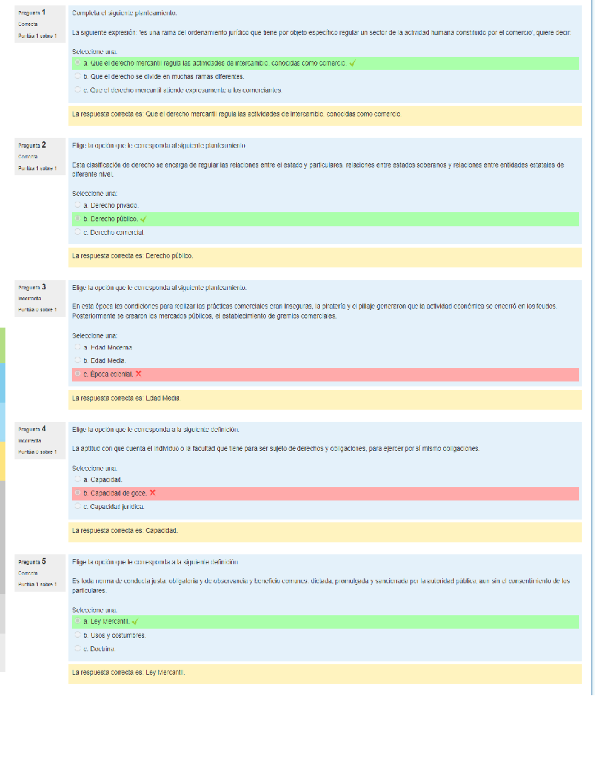 Examen de Derecho Mercantil y Actos de Comercio - Preguntas y Respuestas - Studocu