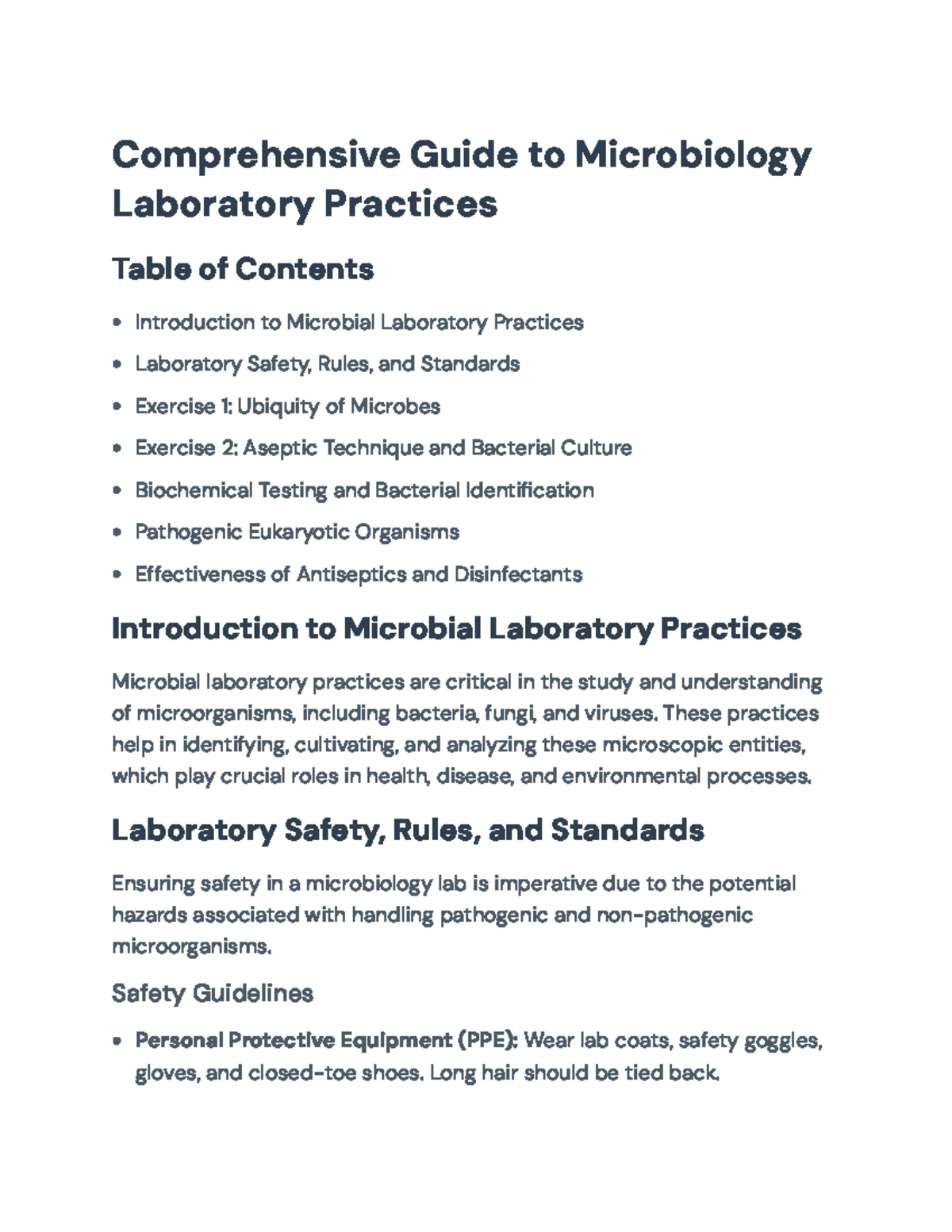Microbiology Lab Practices: Comprehensive Guide and Experiments - Studocu