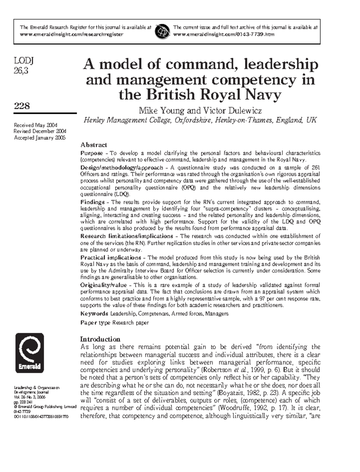 A Competency Model for Command, Leadership, and Management in RN - Studocu