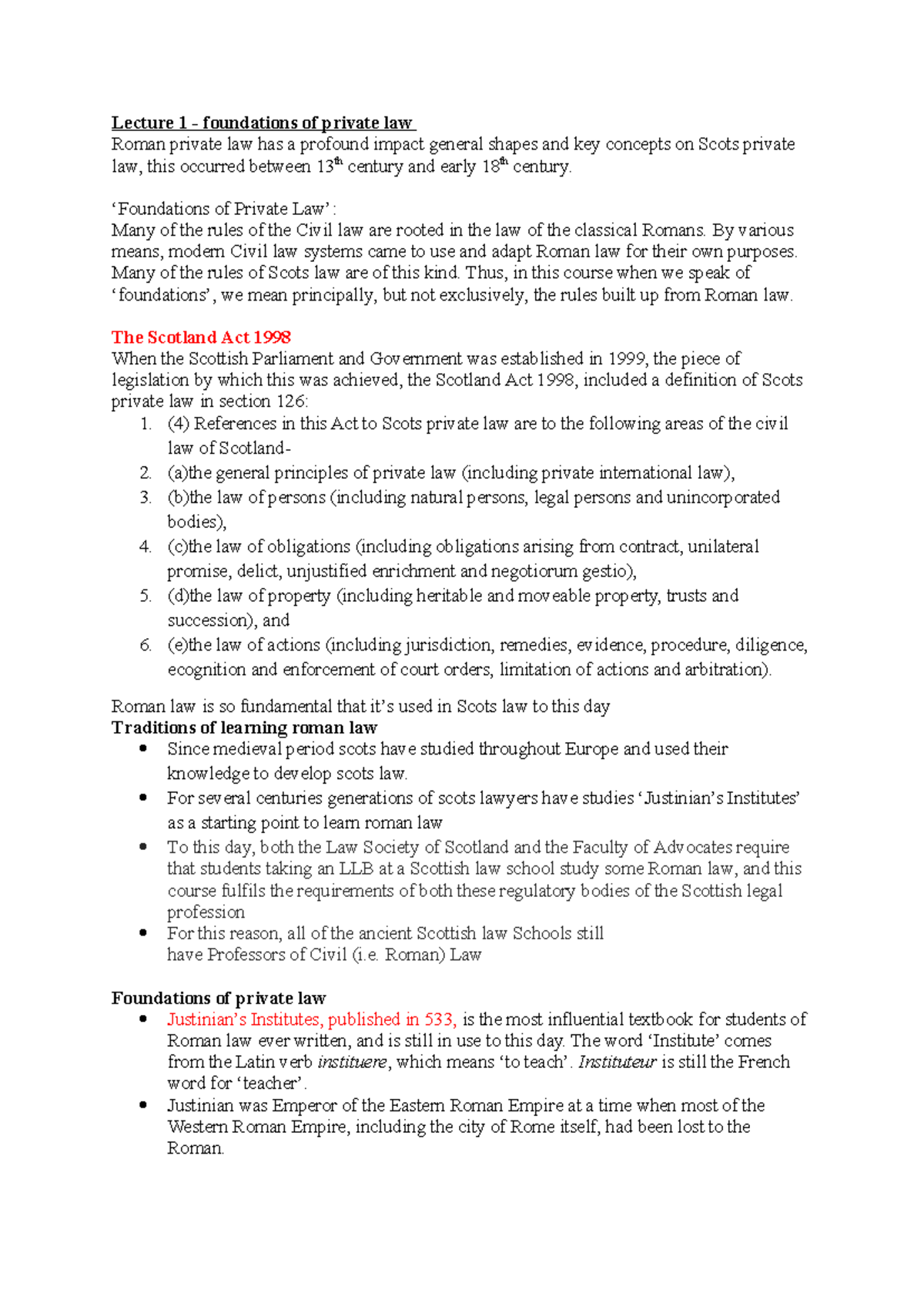 Foundations of Private Law (LAW101): All Lecture Notes Overview - Studocu