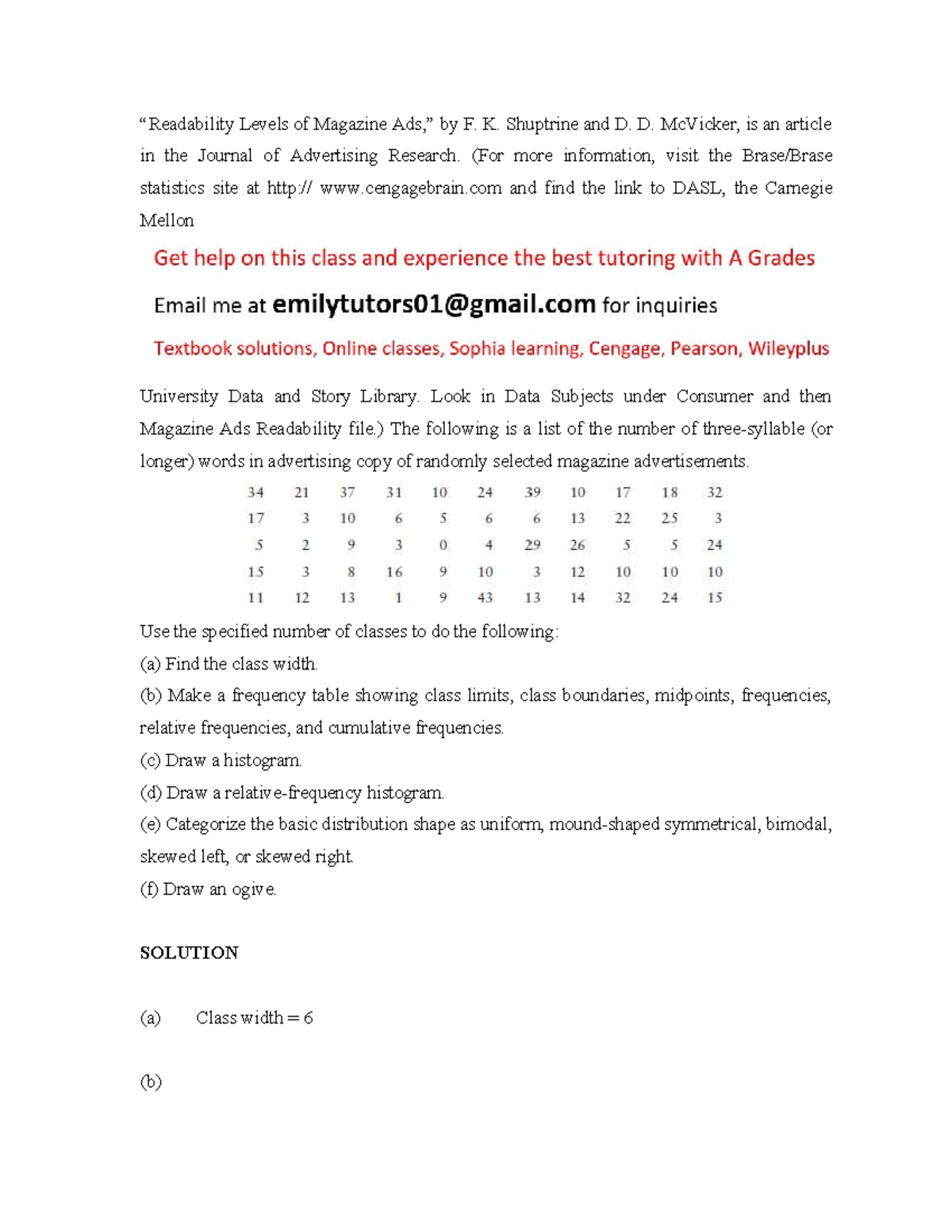 Readability Levels of Magazine Ads - Analysis & Statistics - Studocu