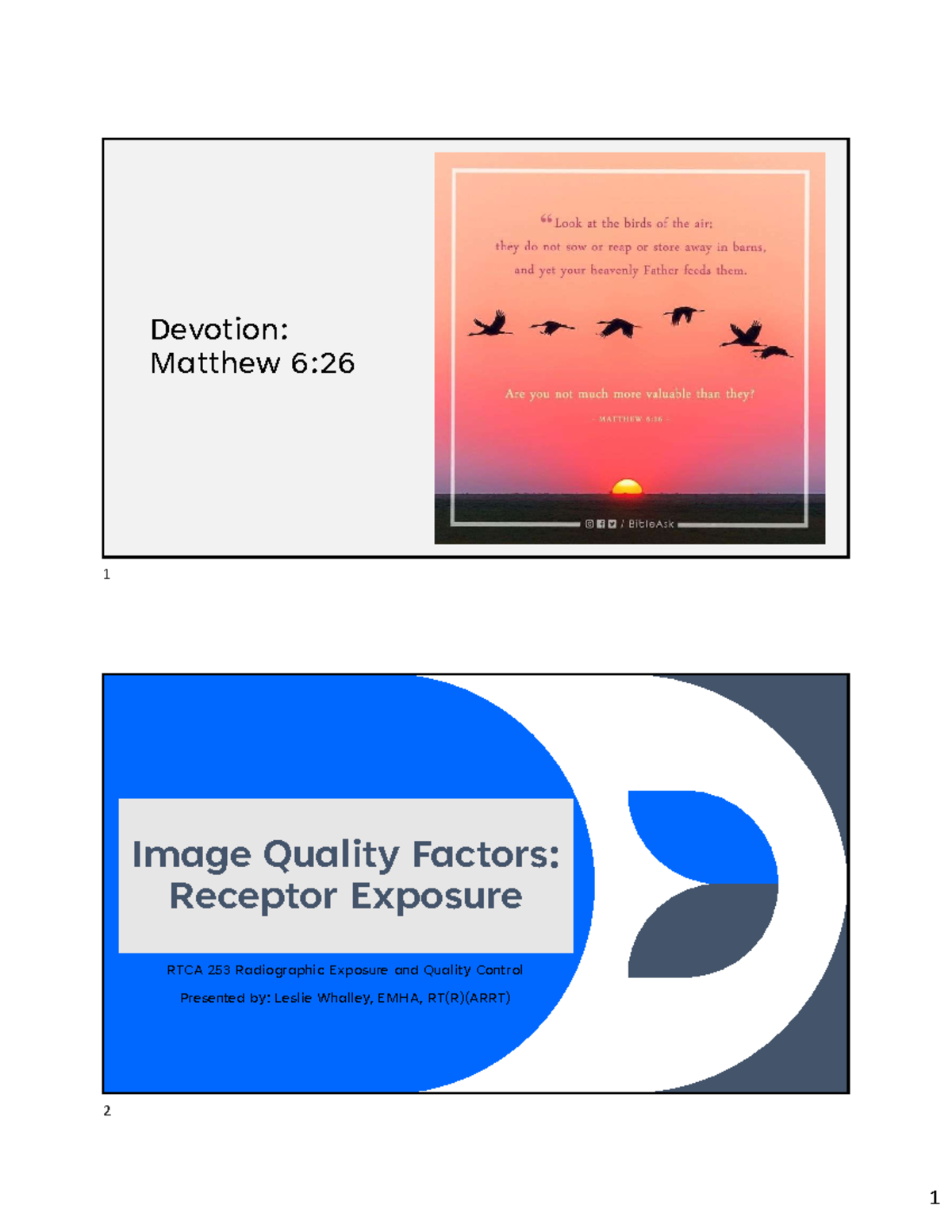 Receptor Exposure Factors in Radiographic Imaging - RTCA 253 Handout ...