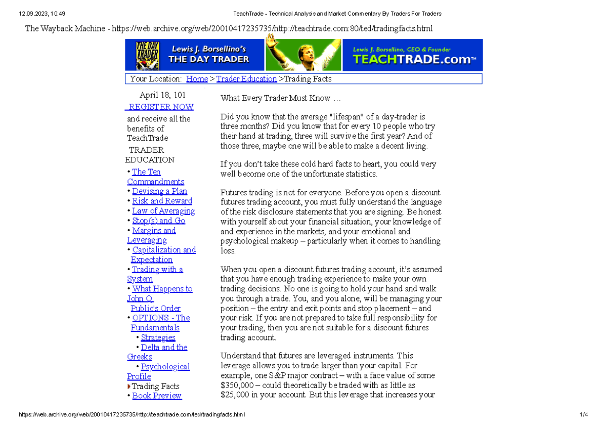 Teach Trade - Essential Trading Facts for Futures Market Success - Studocu