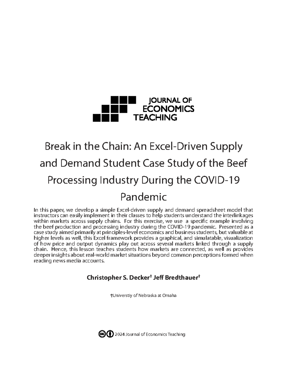 Break in the Chain: A Supply & Demand Case Study of Beef Processing ...