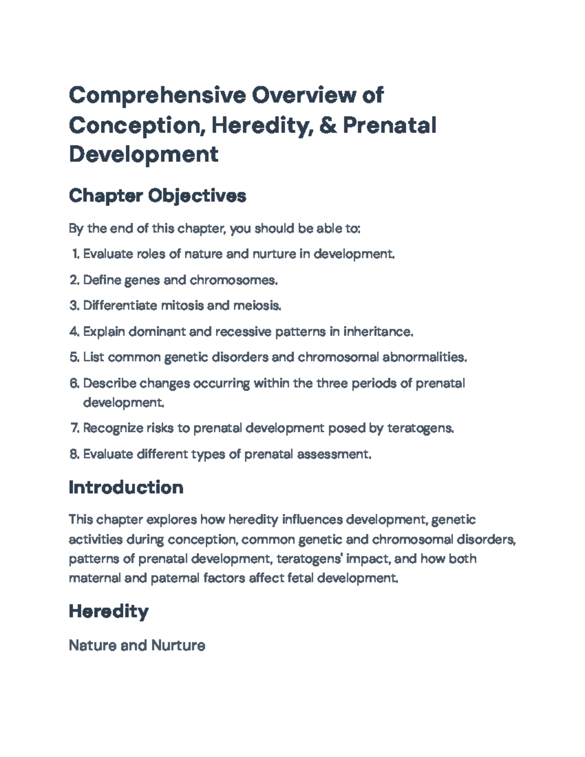 Conception, Heredity, & Prenatal Development Overview (Psych 101 ...