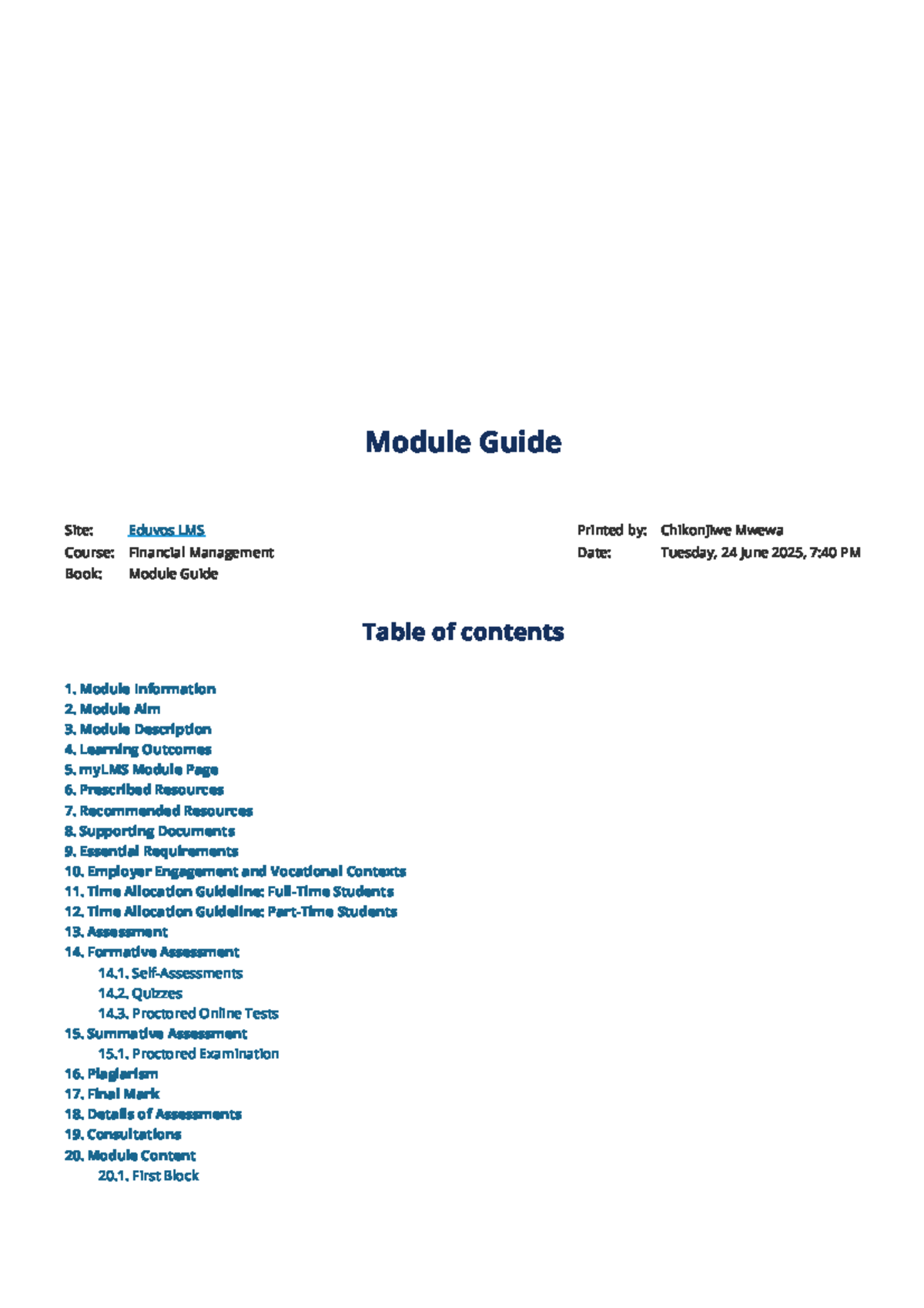 Financial Management Module Guide | COMFA3 | Eduvos - Studocu