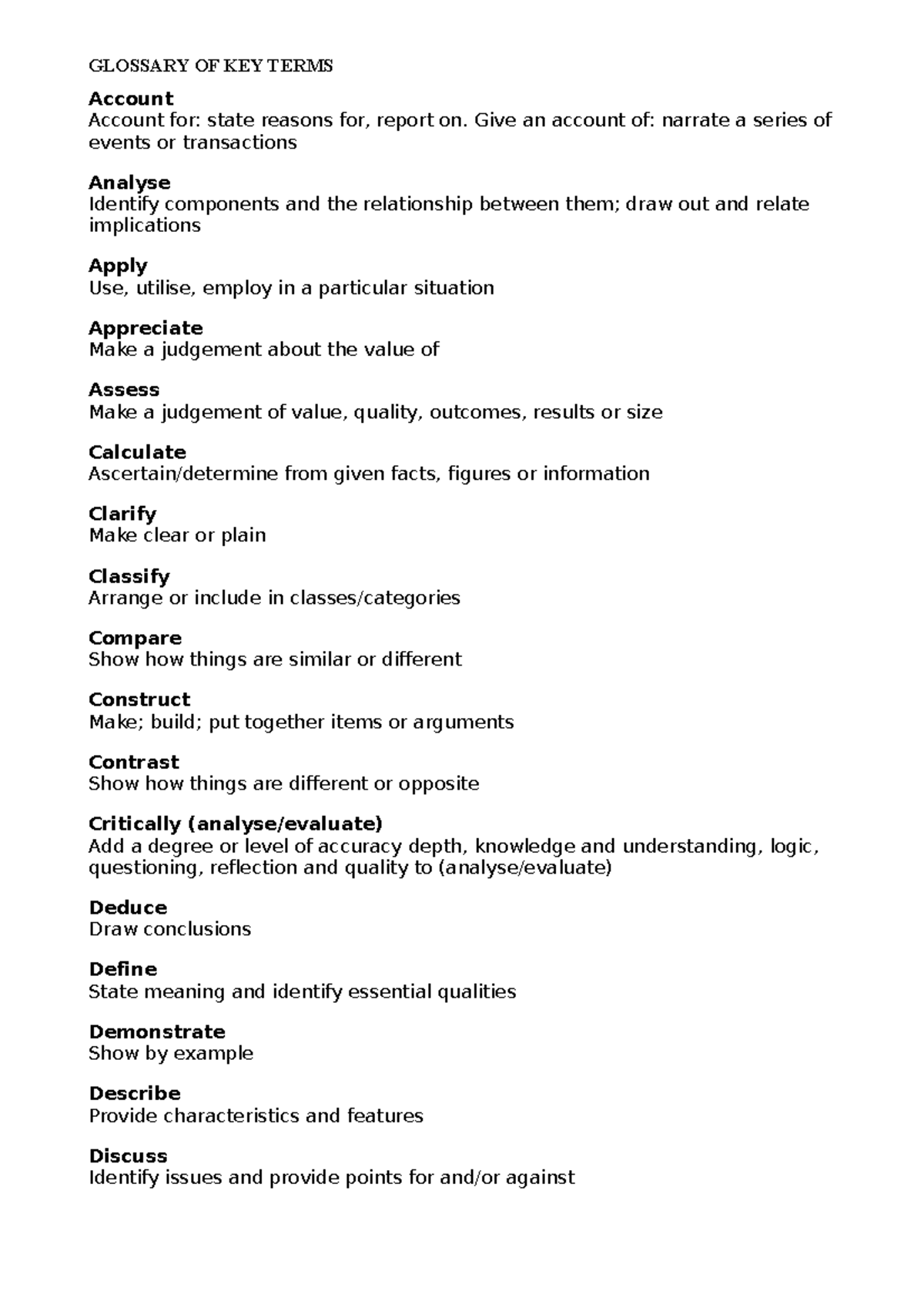 NESA Glossary: Key Terms and Definitions for Academic Success - Studocu